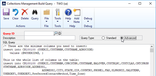Example of Advanced Query in Collections Management